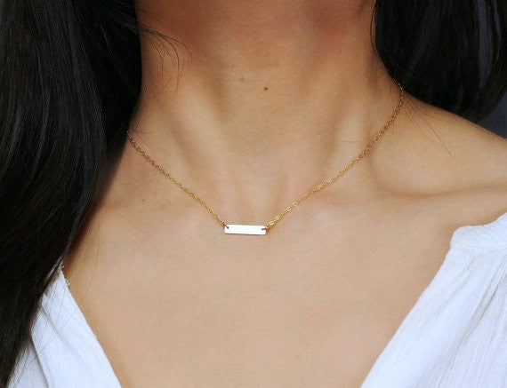 Mini Skinny Gold Bar Necklace - Crystaldiyair | Enrich your world with art